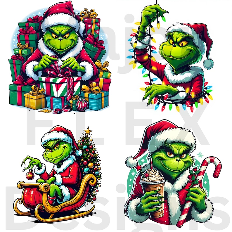 The Grinch Christmas PNG 4-pack, Grinch Coffee Lovers Design, Grinch ...