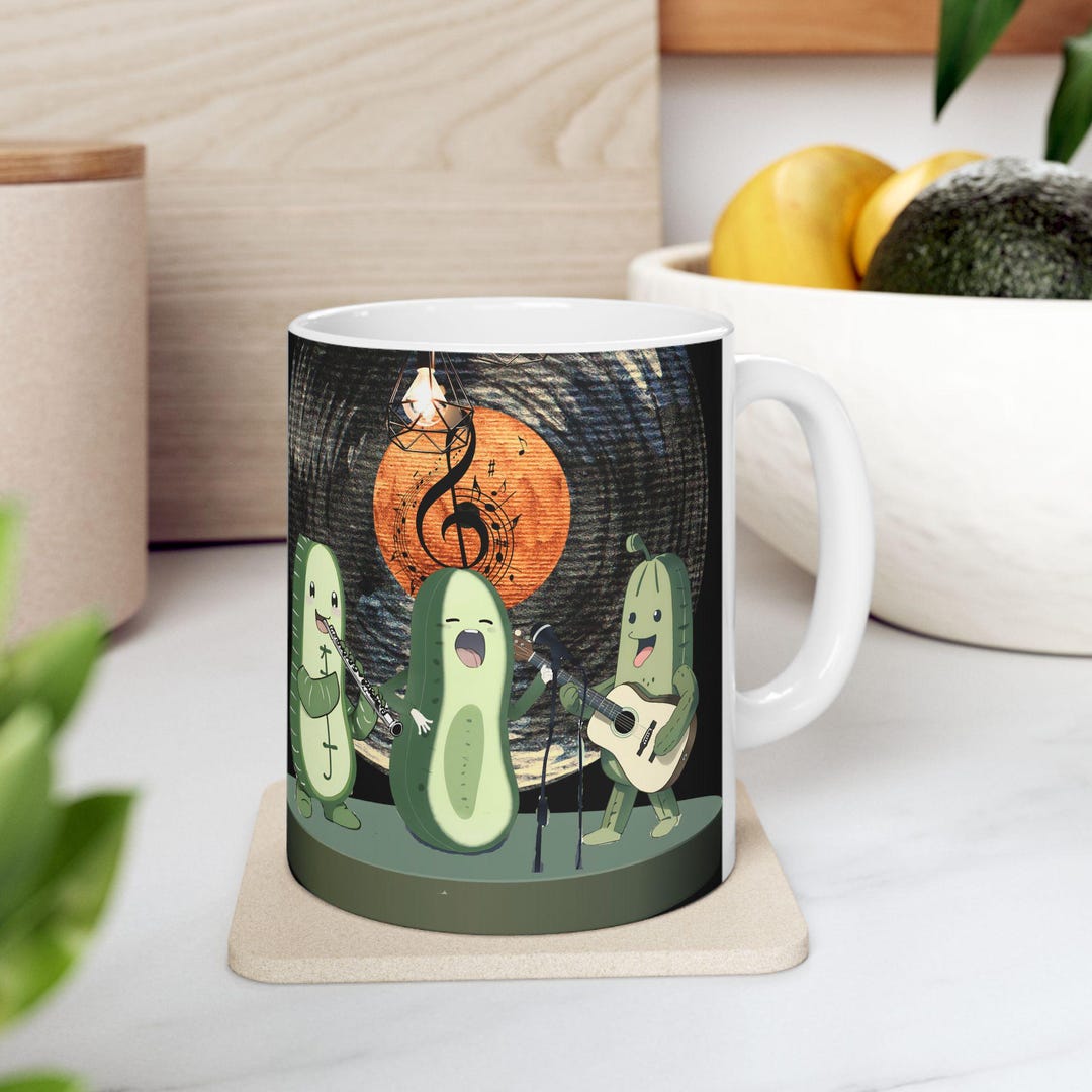 Pickle Band Playing Music Mug | Cartoon Pickle Musicians - Etsy