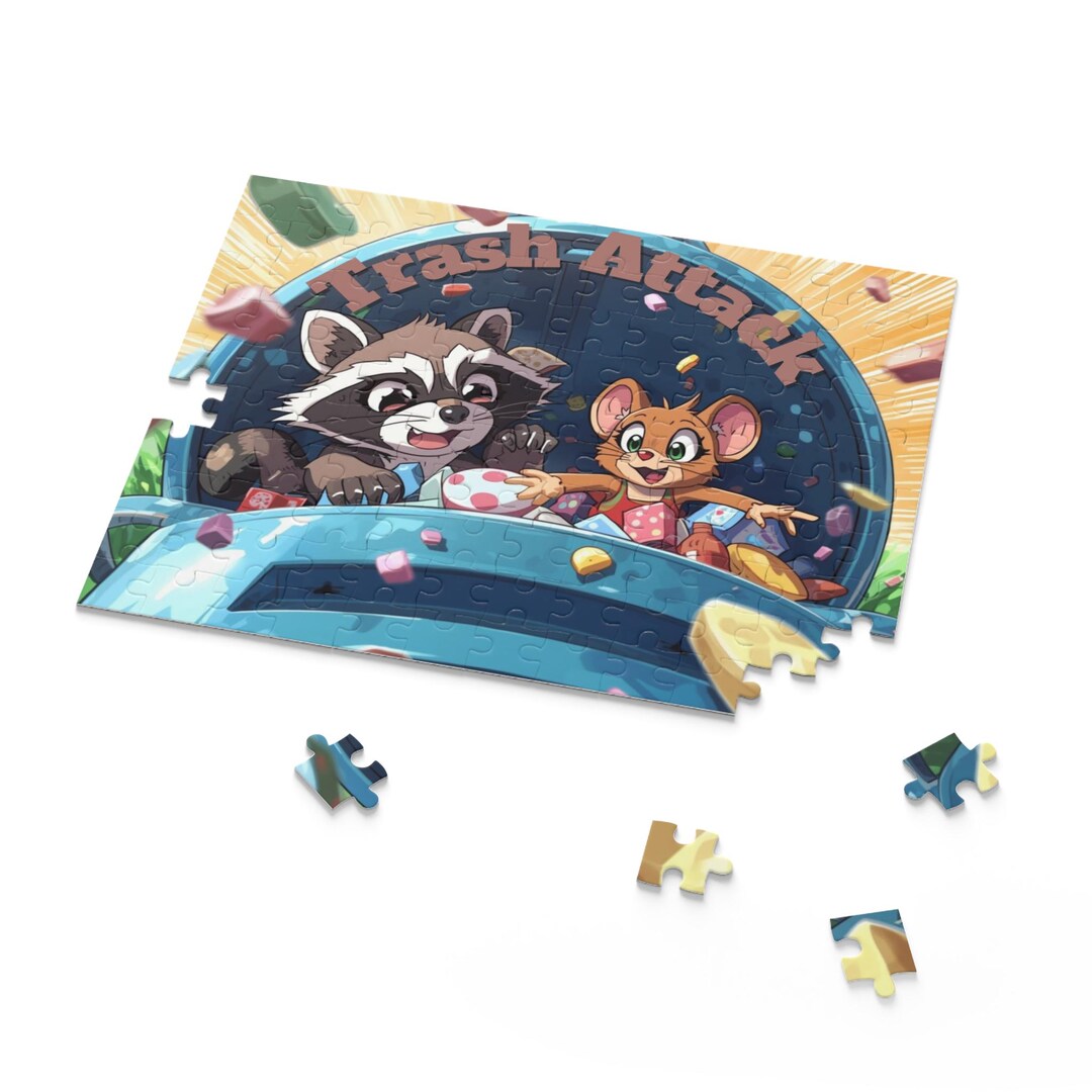 Trash Attack Raccoon and Mouse Puzzle | 120-500 Piece Kids Jigsaw - Etsy