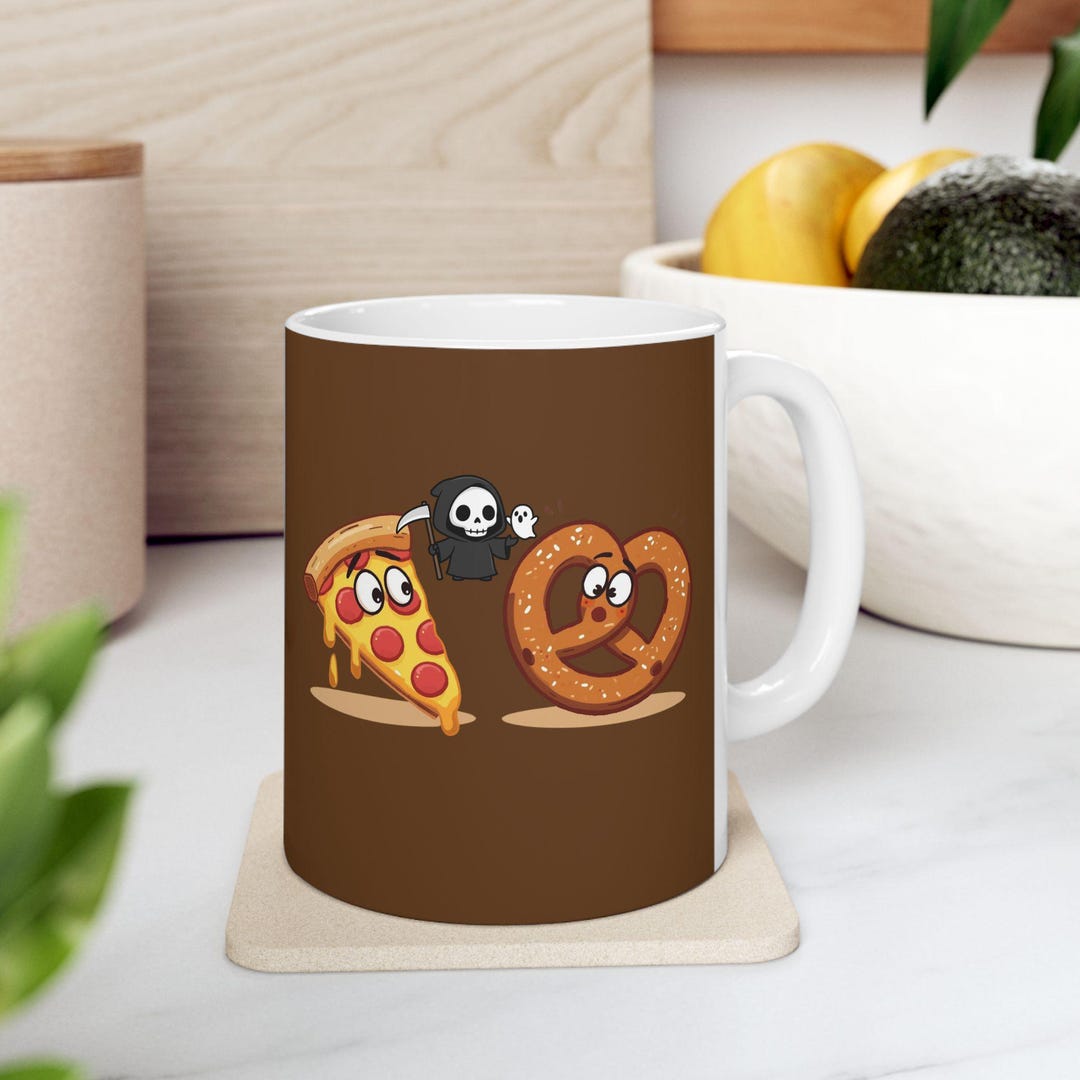 Pizza & Pretzel Ceramic Mug: Fun Foodie Coffee Cup - Etsy