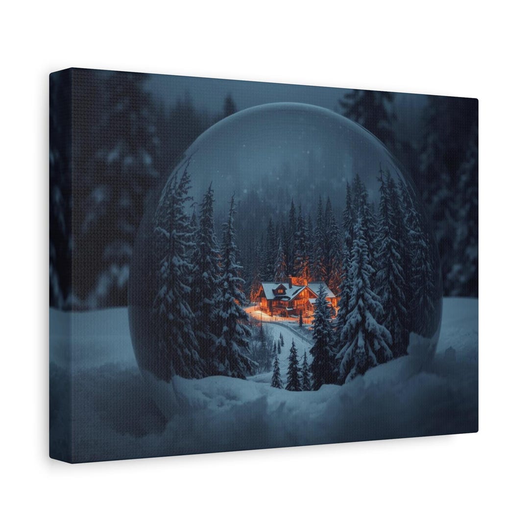Snow Globe Cabin Scene Canvas | Matte Stretched Wall Art - Etsy