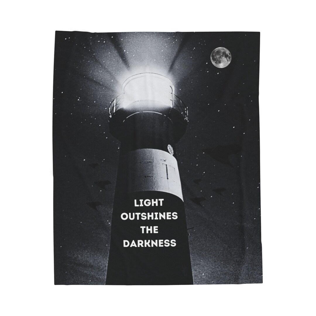 Lighthouse Illustration Velveteen Plush Blanket | Light Outshines the ...