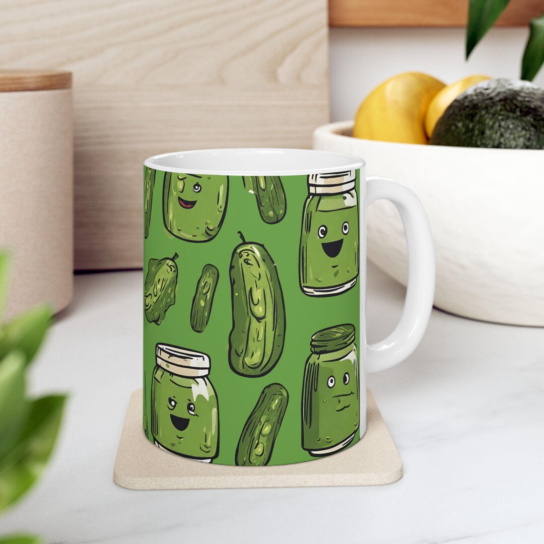 Pickle Pattern Ceramic Mug – Quirky Kitchen Coffee Cup - Etsy