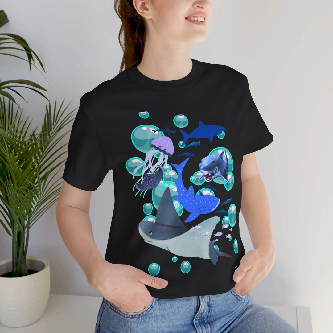 Shark & Sea Creatures Unisex Tee: Ocean Lover Gift - Etsy