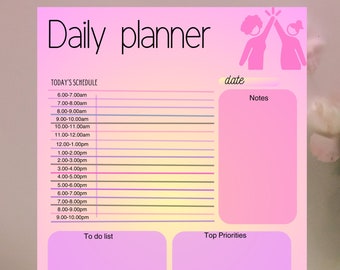Pink Digital Daily Planner - Printable - Etsy