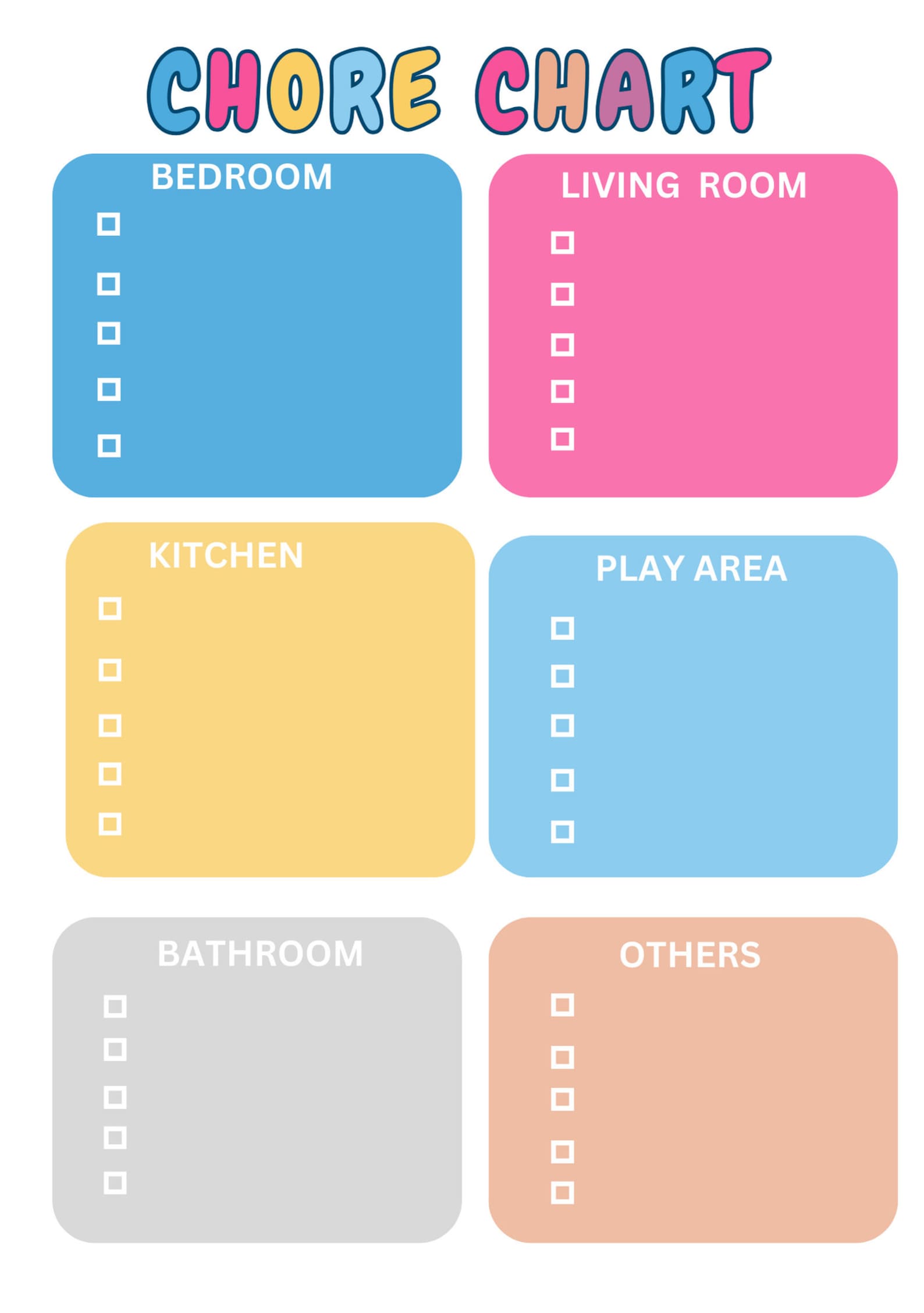 BLANK Kids Chore Charts, Reward, Screen Time, School Routine, Behavior ...