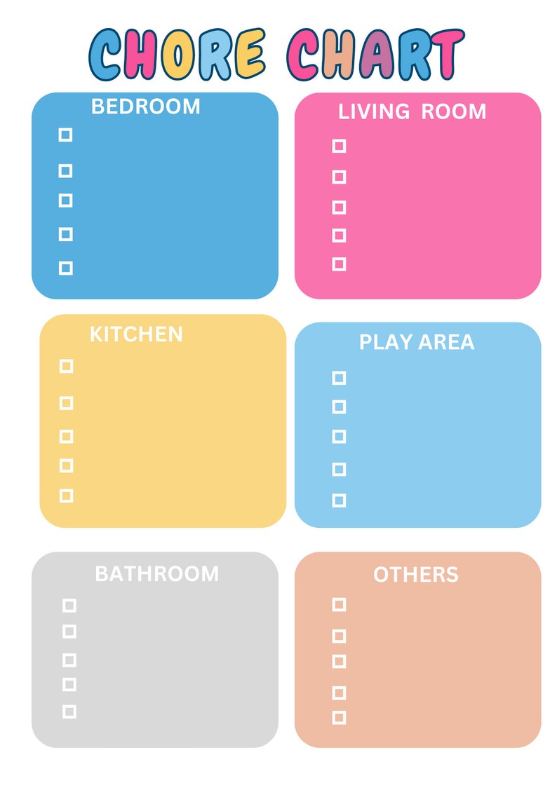 BLANK Kids Chore Charts, Reward, Screen Time, School Routine, Behavior ...