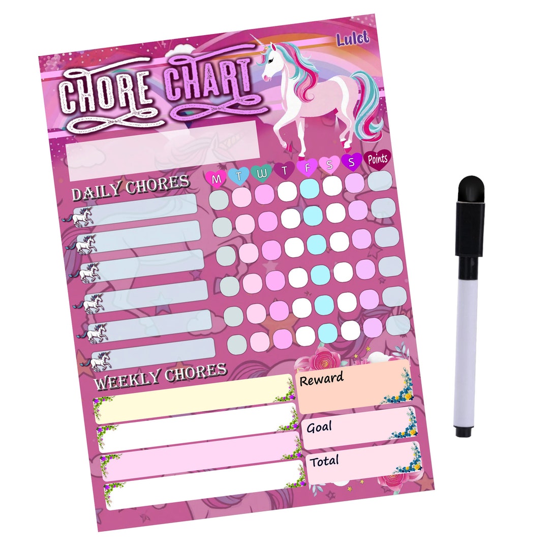 Unicorn Chart Chore Chart for Kids Daily Checklist Kids Daily Tasks ...