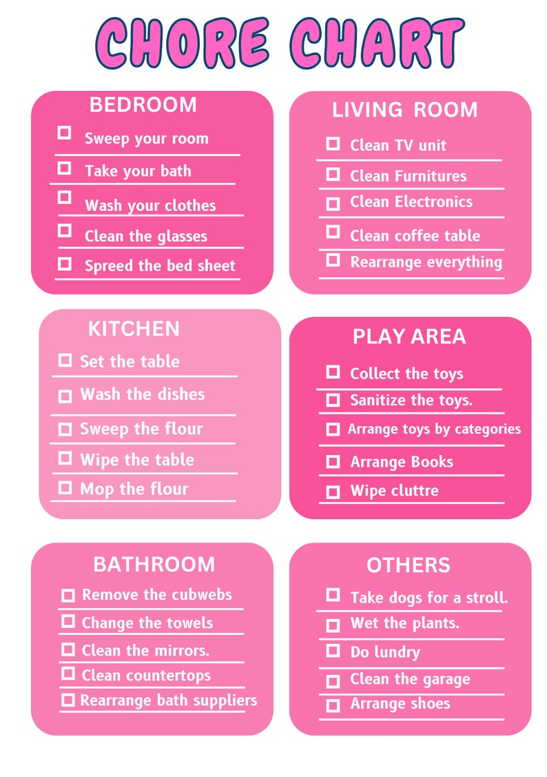 Editable Kids Chore Charts, Reward, Screen Time, School Routine ...
