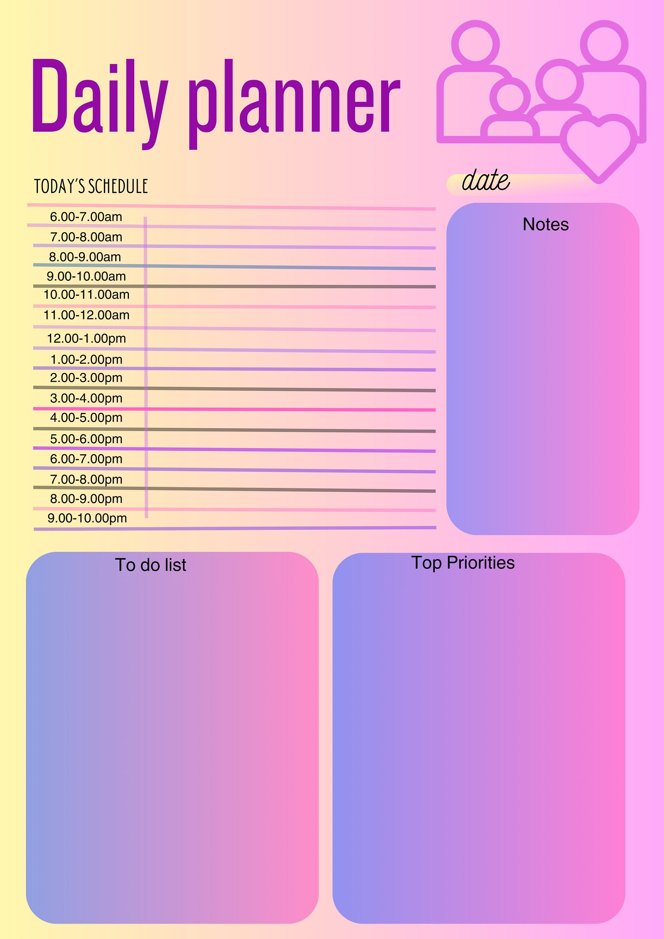 Pink Daily Planner, Printable Daily Planner, Digital Daily Planner ...