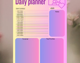Pink Digital Daily Planner - Printable - Etsy