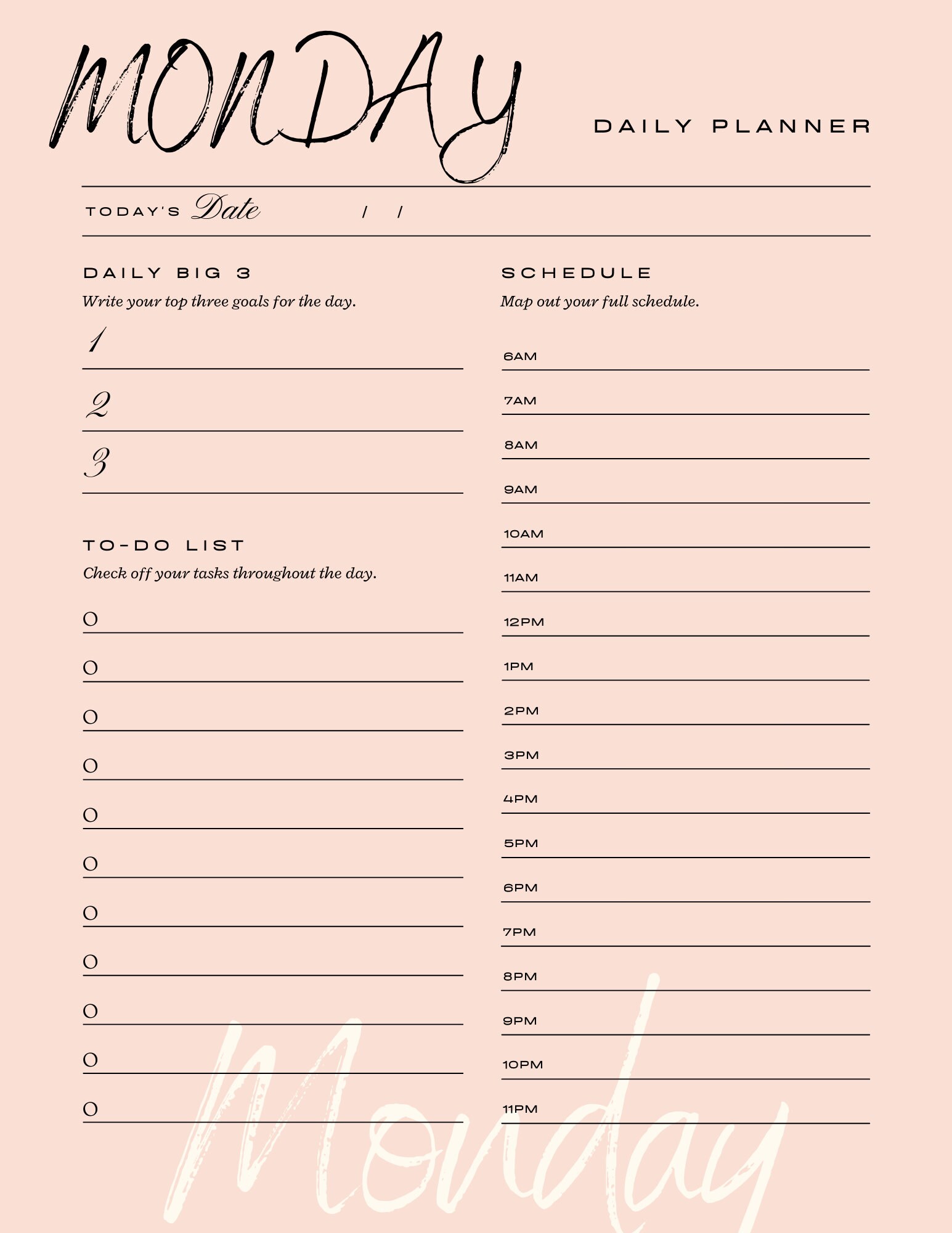 Daily Planner Printable Daily to Do List Productivity - Etsy