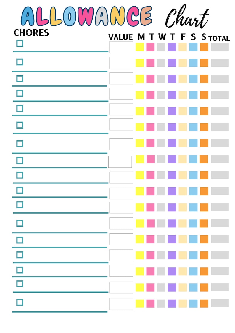BLANK Kids Chore Charts, Reward, Screen Time, School Routine, Behavior ...