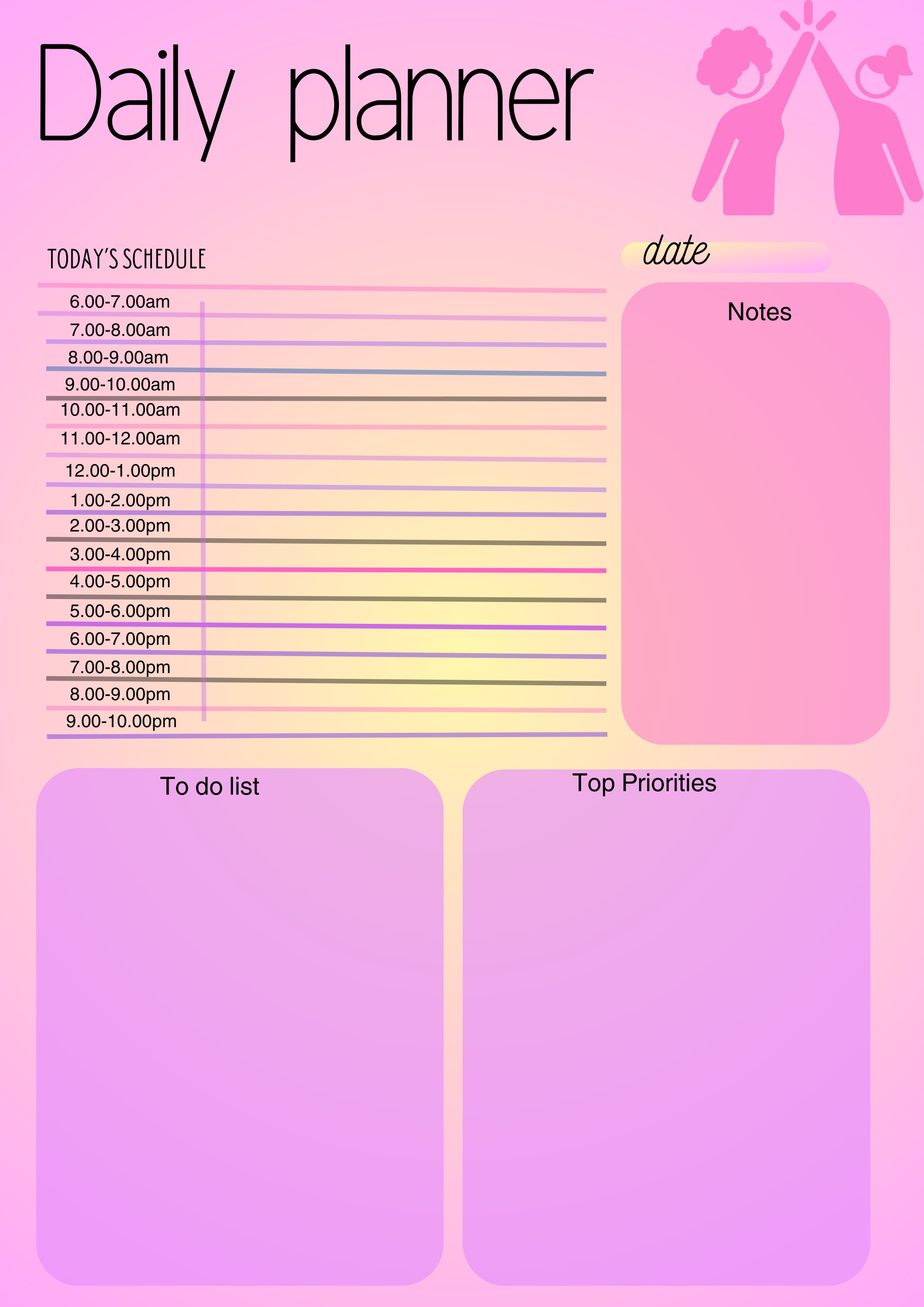 Pink Daily Planner, Printable Daily Planner, Digital Daily Planner ...
