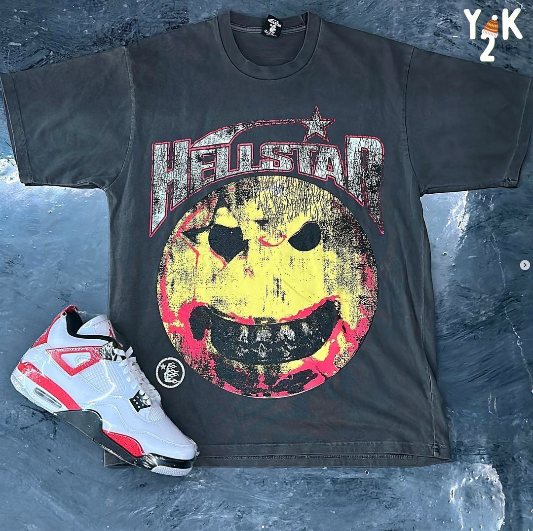 Hellstar Face Tee Short Sleeved Top Washed T-shirt High - Etsy