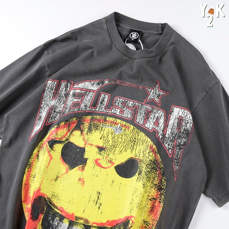 Hellstar Face Tee Short Sleeved Top Washed T-shirt High - Etsy