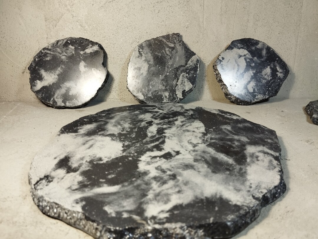 Set of 4 Plate Concrete Stone Tray | Handmade Cement Stone Table Decor ...