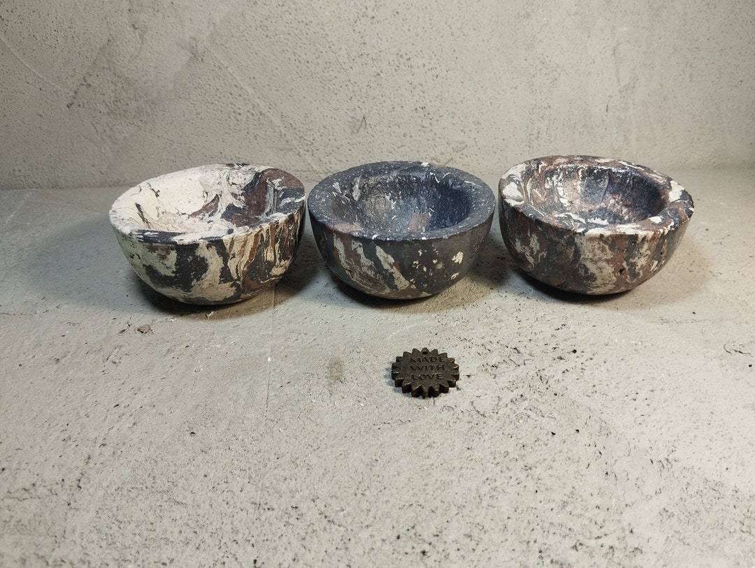 Decorative Bowls | Set of 3 Round Concrete Stone Bowls | Beton Tealight ...