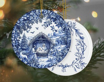 Blue and White Nativity Ornament - Etsy