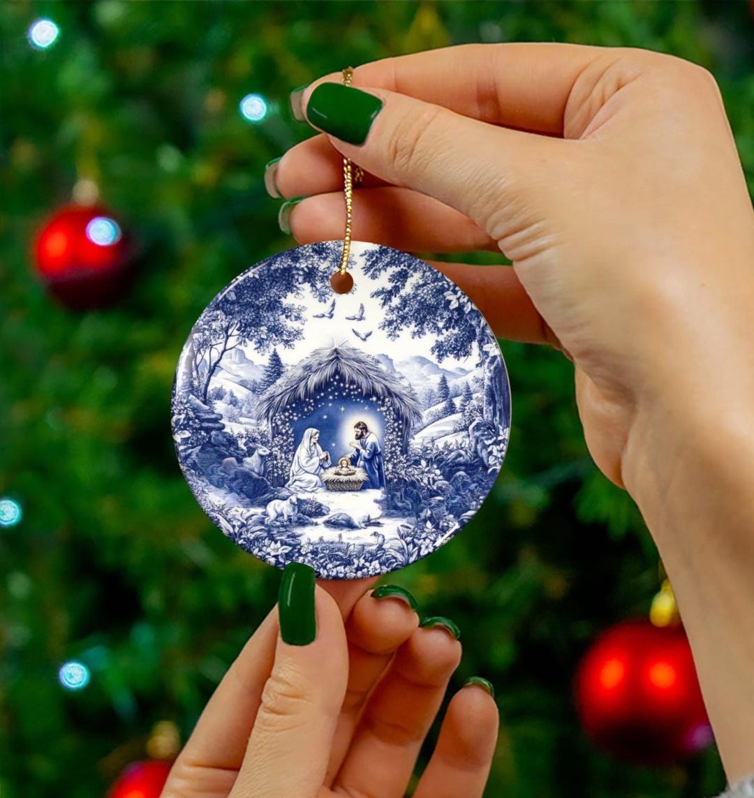 Chinoiserie Ceramic Nativity Christmas Tree Decoration: Heirloom ...