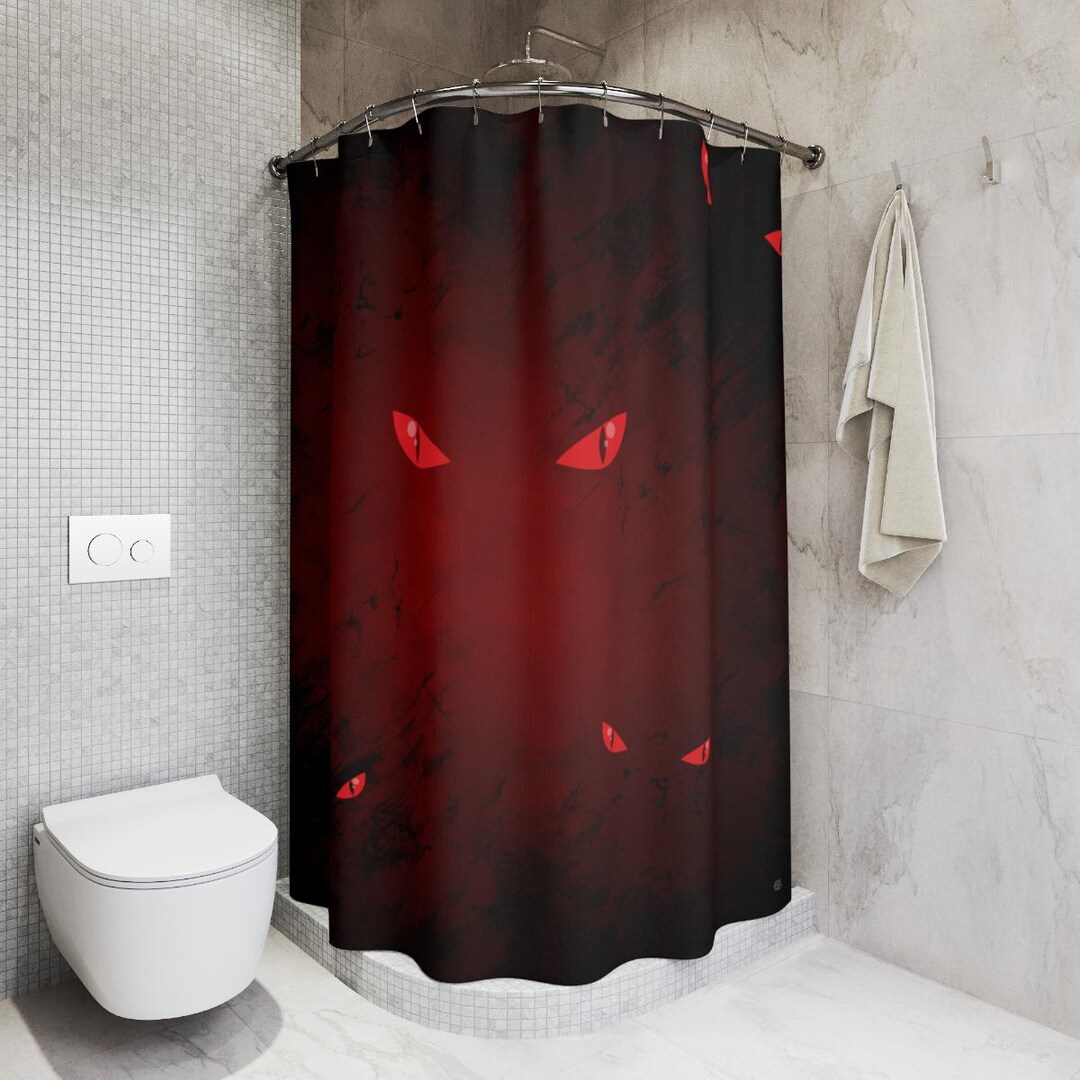 Spooky Abstract Monster Red Eyes Shower Curtains Bathtub Bathroom Decor ...