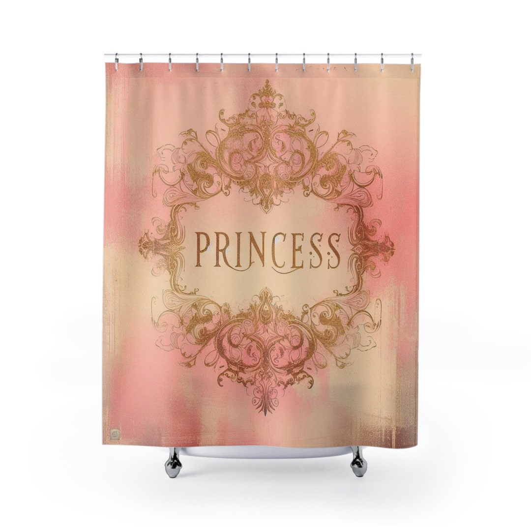 Regal Elegance: the PRINCESS Pink & Gold Shower Curtain - Etsy