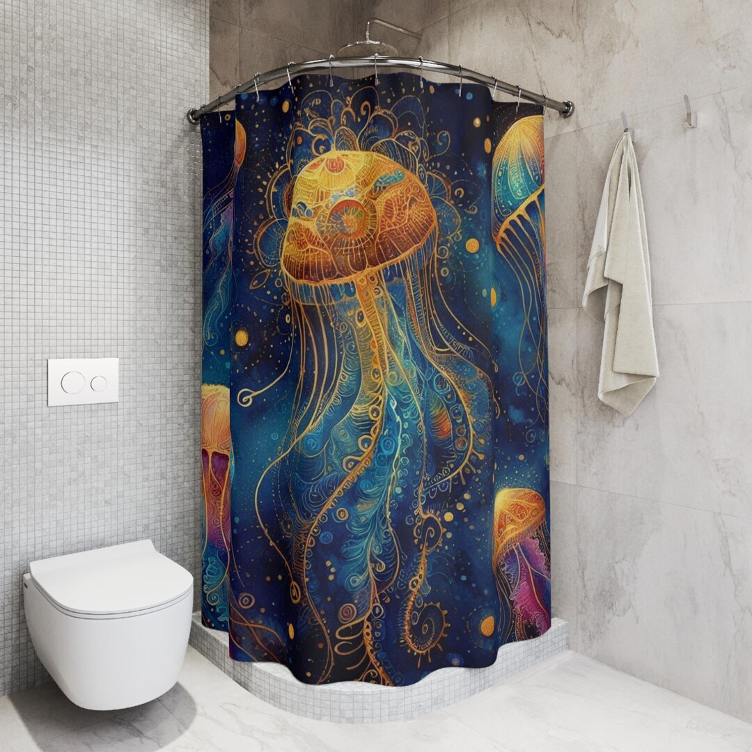 Batik Inspired Jellyfish Deep Ocean Blue Purple Dramatic Background ...