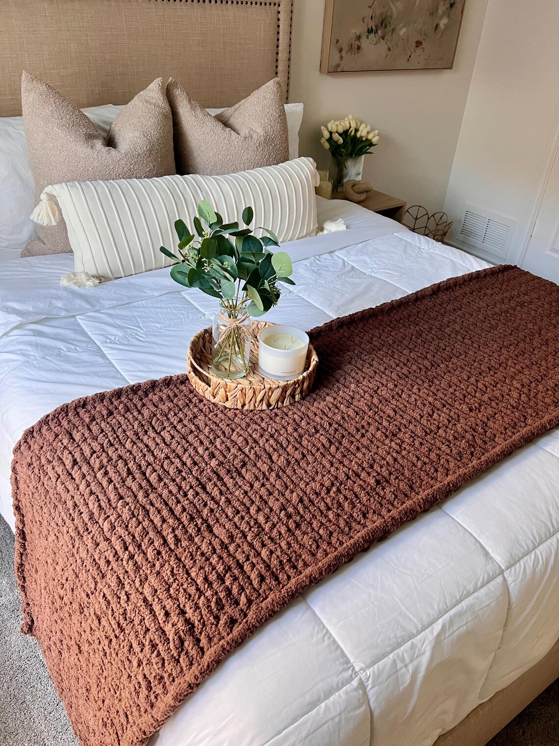 Chunky Knit Bed Runner - Etsy