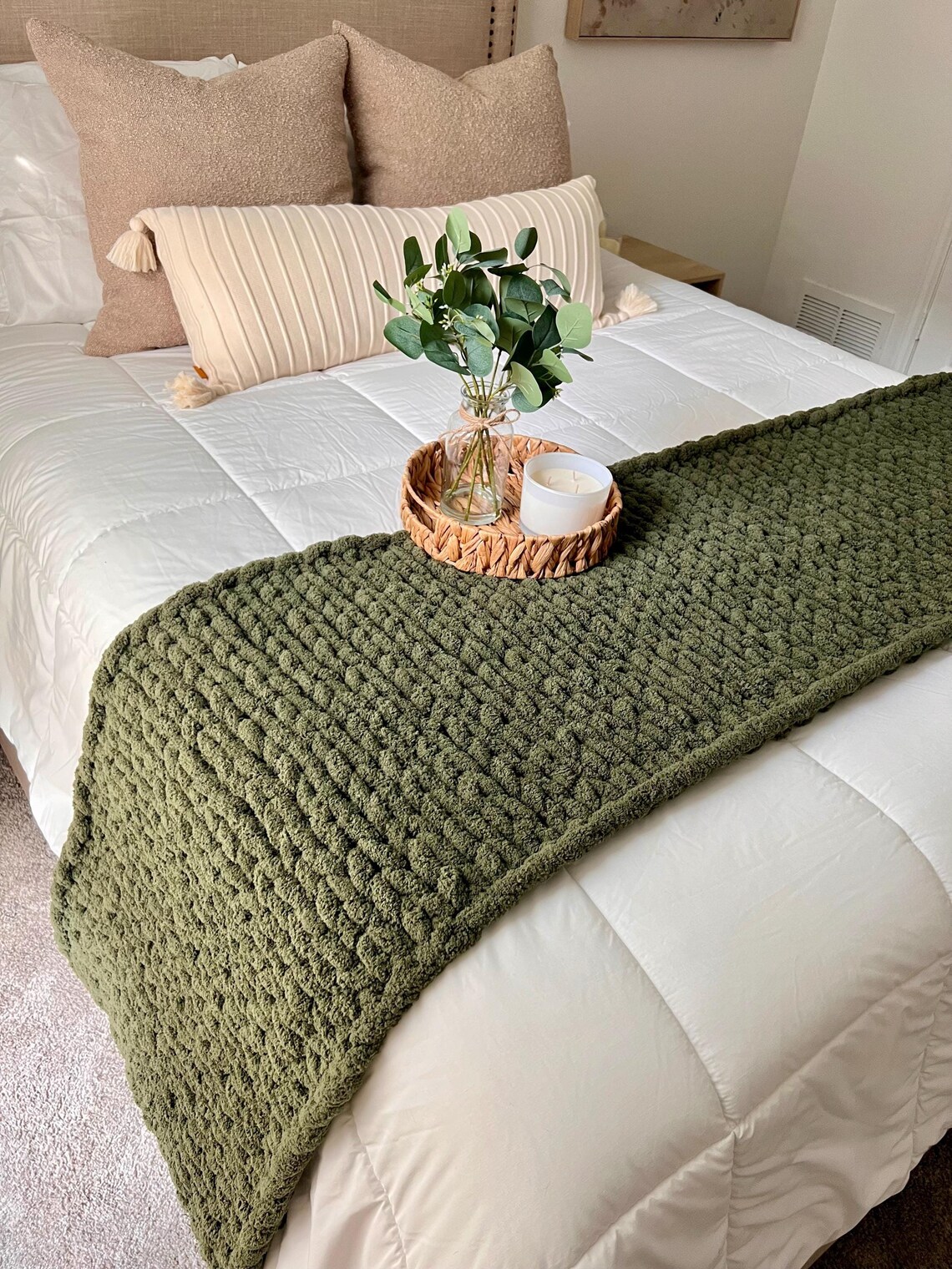 Chunky Knit Bed Runner - Etsy