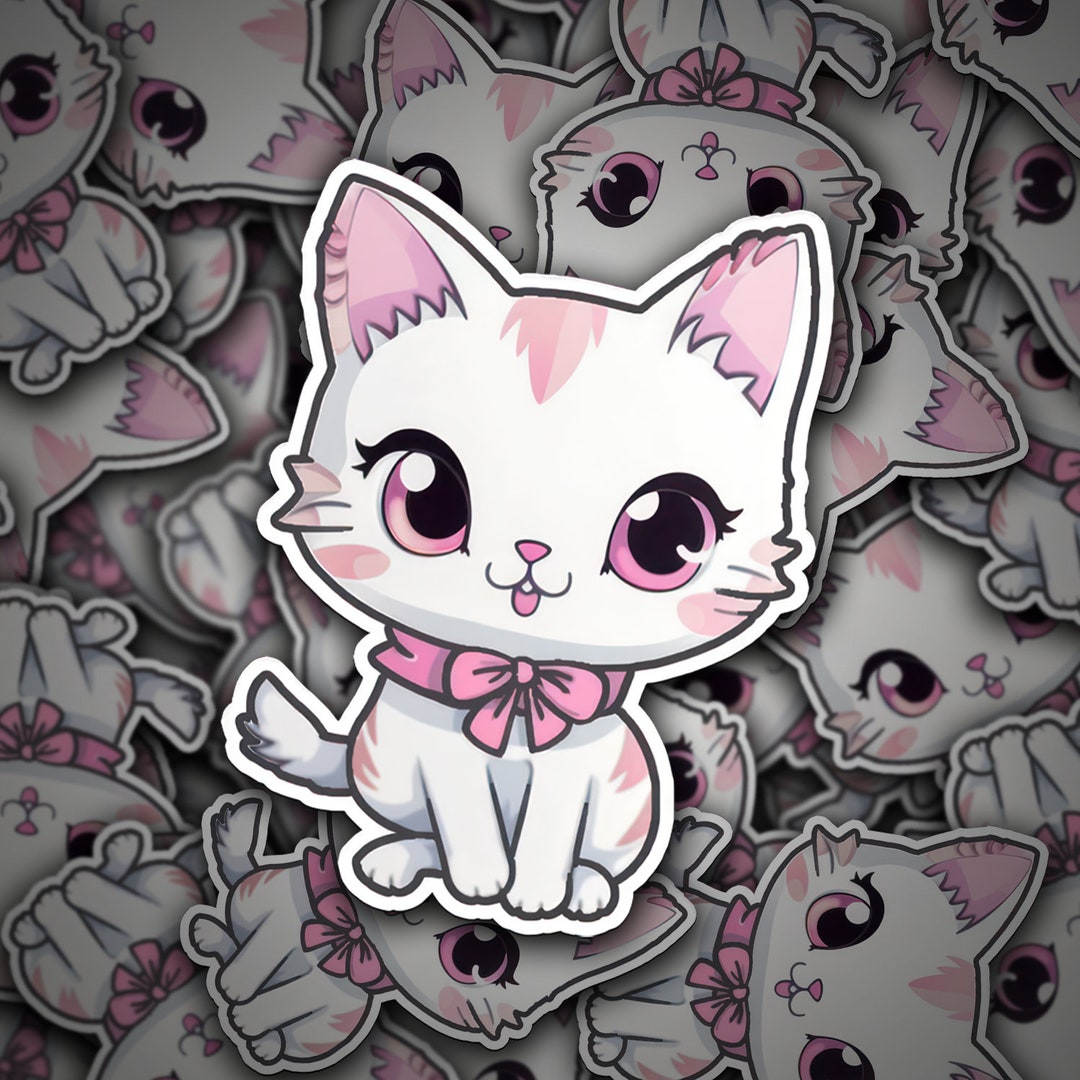 Cat Pink Kawaii Vinyl Sticker Aussie Funny Meme Bogan - Etsy