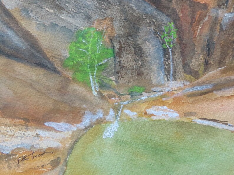 Red Cliff Canyon Near Zion National Park, Original Watercolor Painting ...