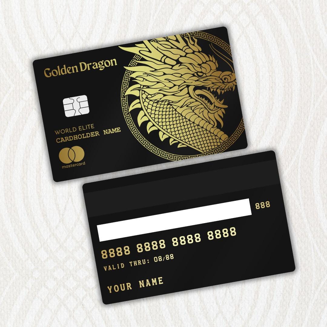 DIY Custom Golden Dragon Credit Card / Debit Cards Kit Convert Your ...