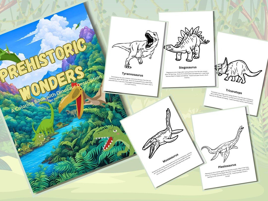50 Digital Printables Prehistoric Coloring Book for Kids 3 and Up - Etsy