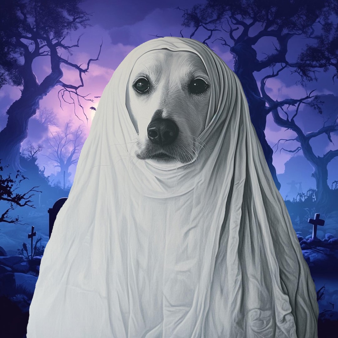 Ghost Dog Portrait From Photo, Funny Dog Art, Custom Pet Portrait, Pet ...