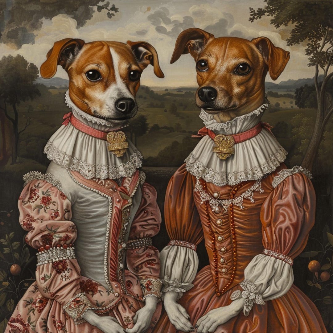 Renaissance Pet Portrait, Dog in Dress Drawing, Pet Illustration ...