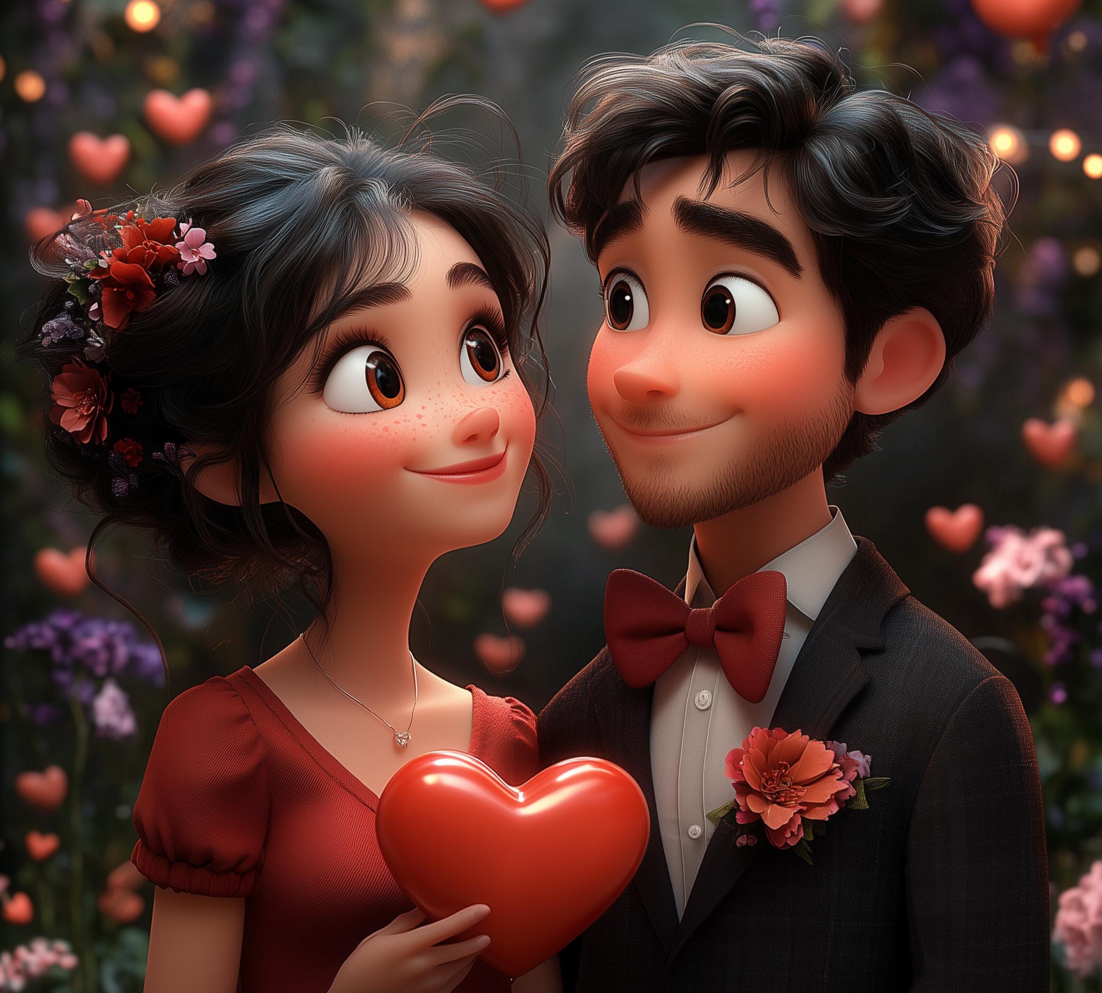 Couple Cartoon Drawing, Animation Style Portrait, 3D Cartoon Style ...