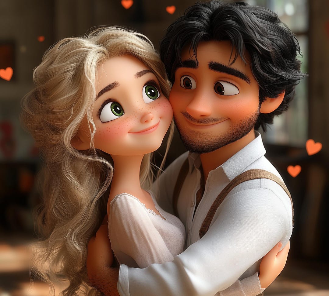 Couple Cartoon Drawing, Animation Style Portrait, 3D Cartoon Style ...