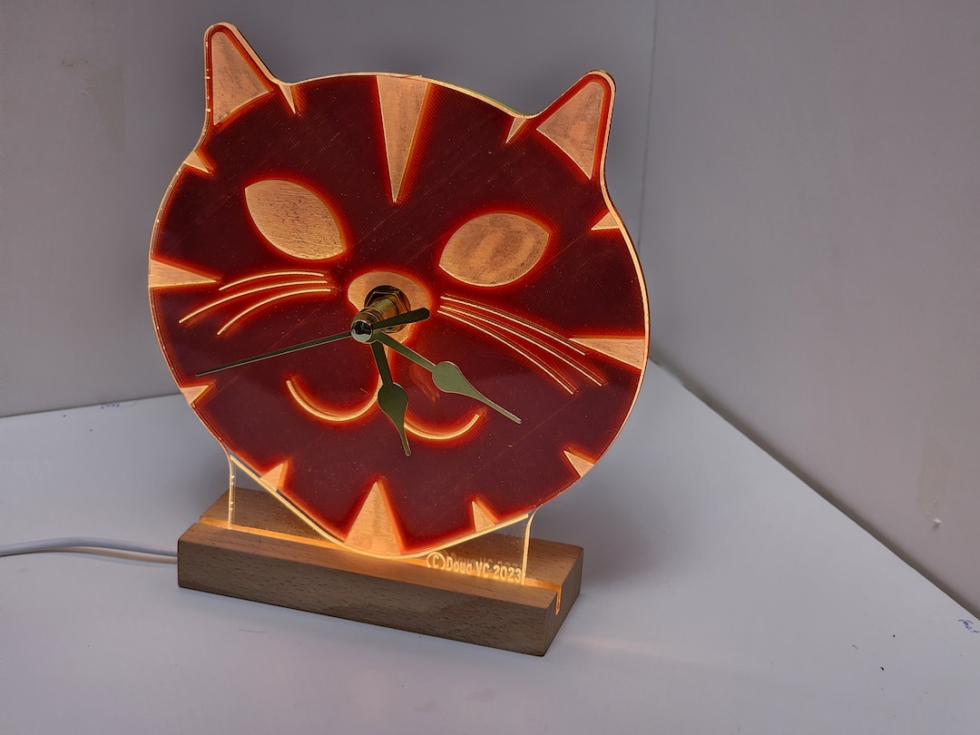Small Neon LED Cat Face Clock - Etsy