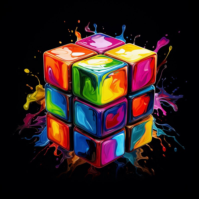 Rubik Cube Printable Rubik Cube Print Colorful Wall Art Download ...