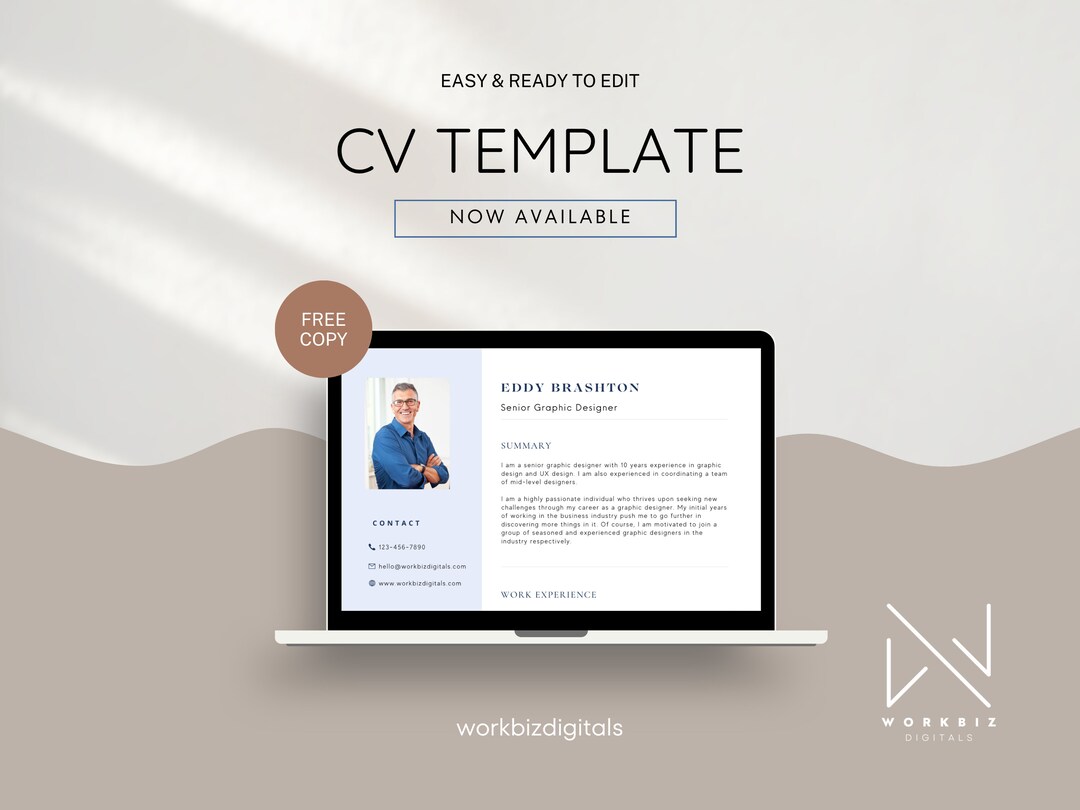 Professional CV Template With Photo Minimalist CV CV to Edit - Etsy