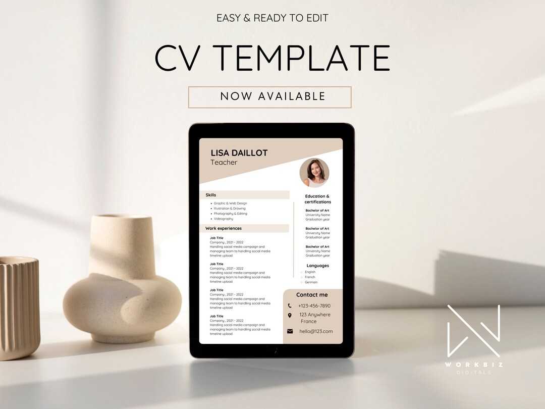 Professional CV Template With Photo, Minimalist CV, CV to Edit - Etsy