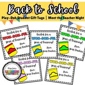 Back to School Play-doh Student Gift Tags Meet the Teacher Night ...