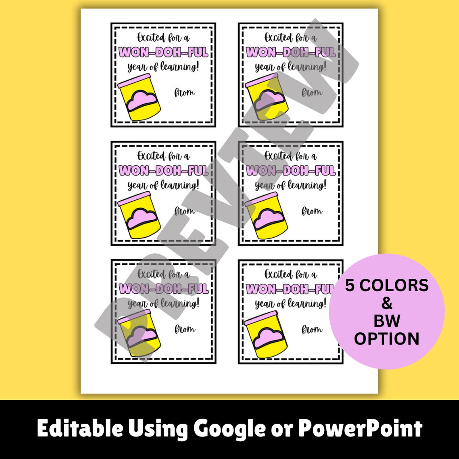 Back to School Play-doh Student Gift Tags Meet the Teacher Night ...