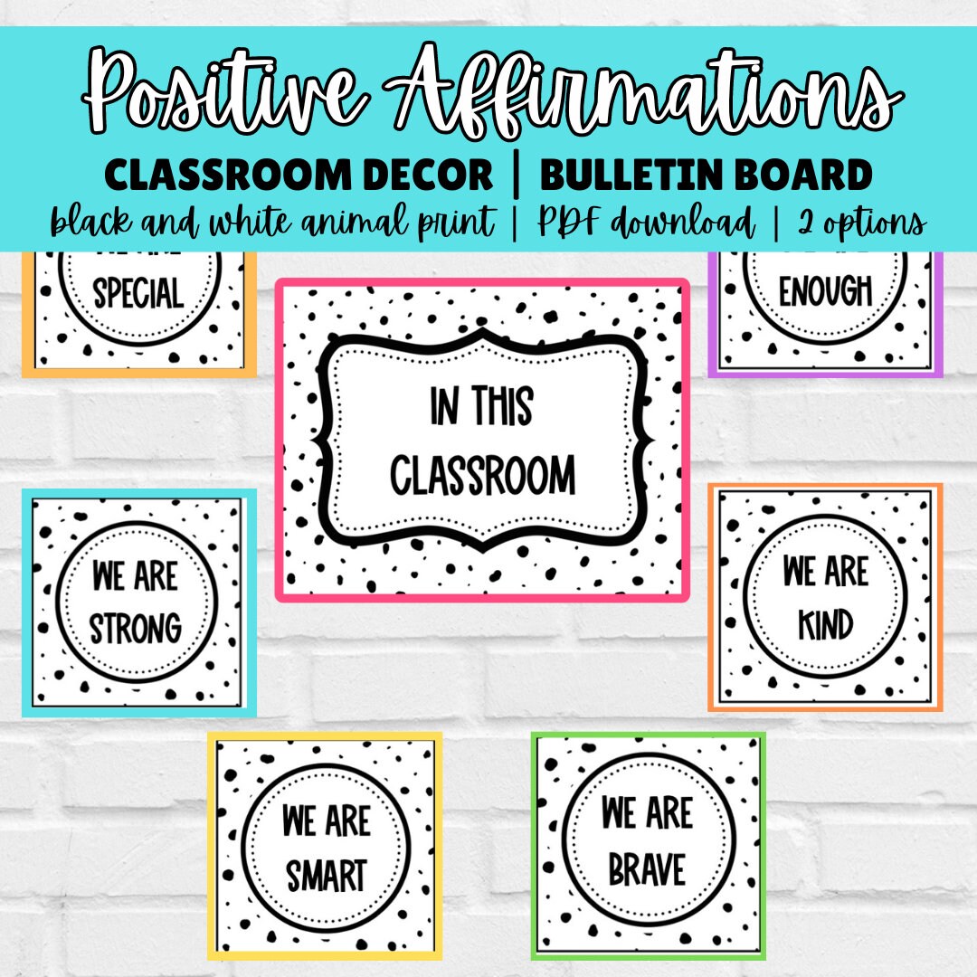 Positive Affirmations for School Classroom Classroom Decor Bulletin ...