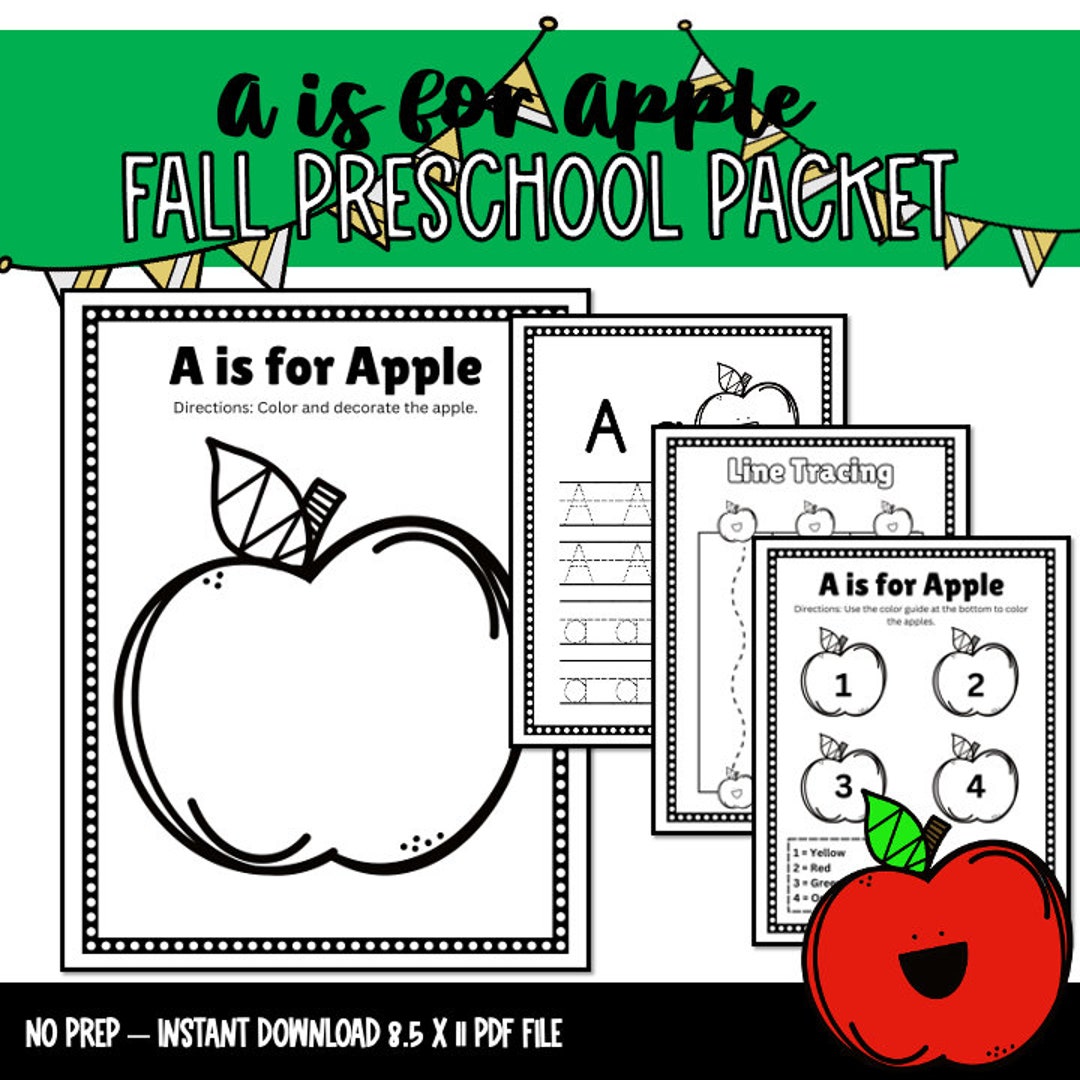 A is for Apple Fall Preschool Packet Autumn Apple Packet NO PREP - Etsy