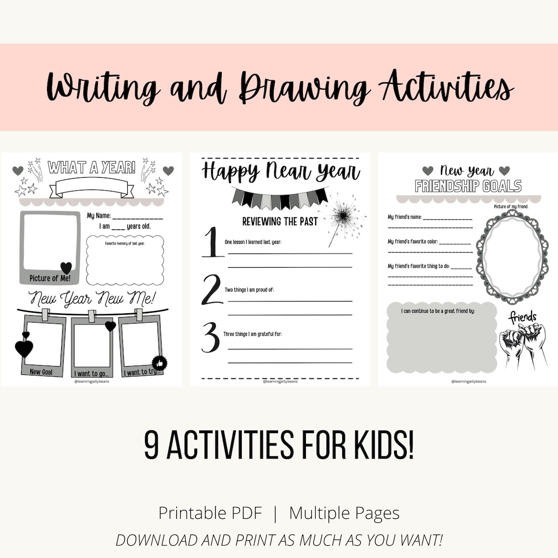 Kid's New Year Activity Bundle New Year Activity Packet for Kids - Etsy