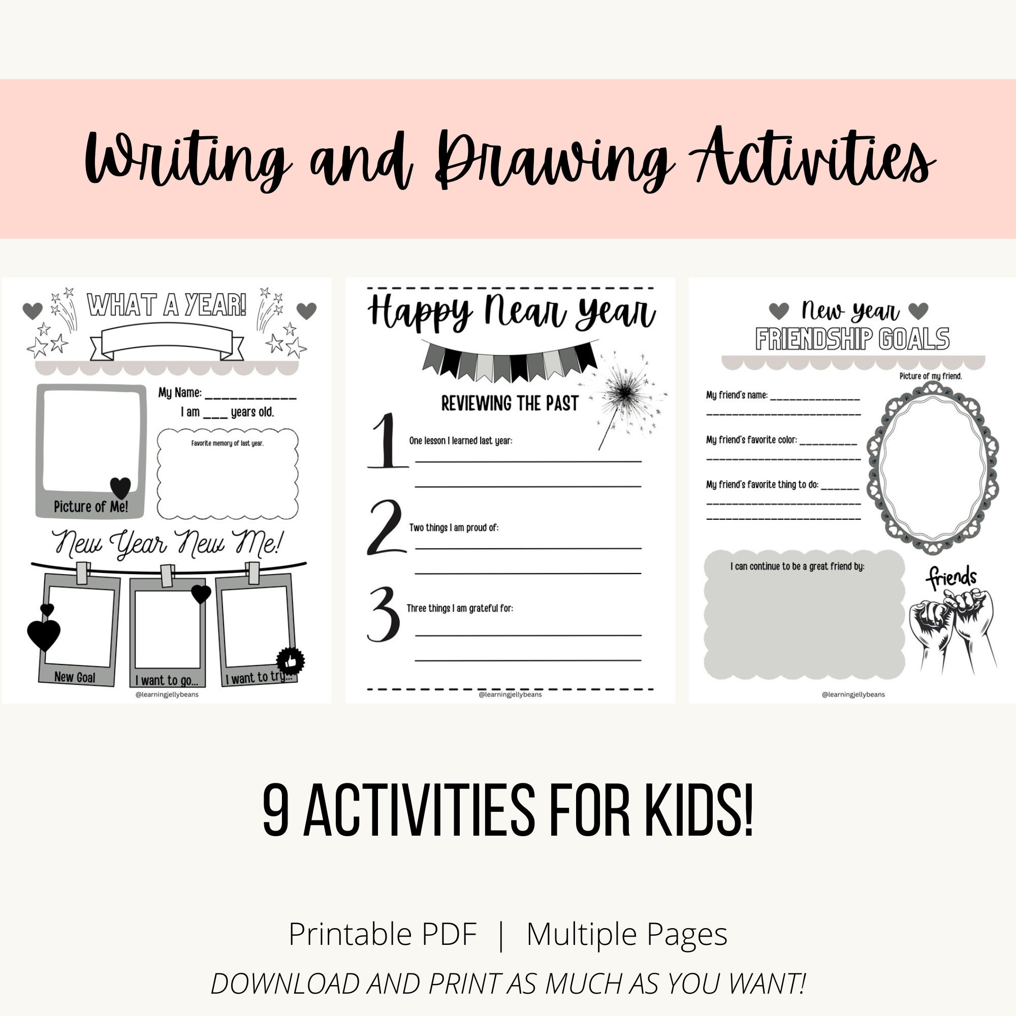 Kid's New Year Activity Bundle New Year Activity Packet for Kids - Etsy