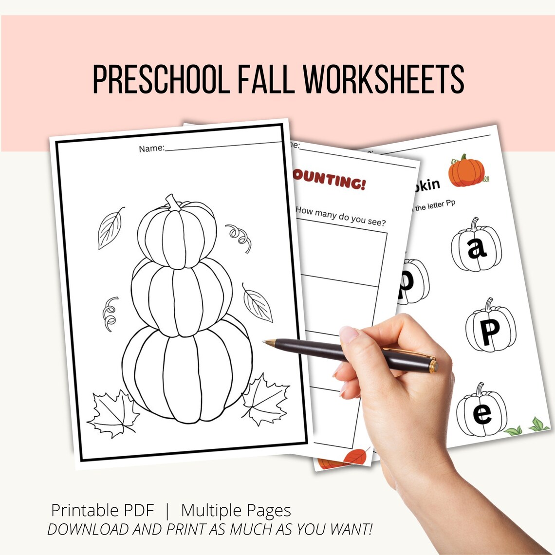 Preschool Fun Fall Packet Preschool Fall Activities Fall Worksheets ...