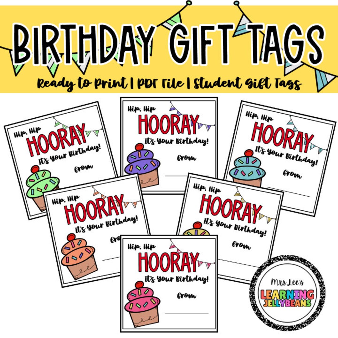 Happy Birthday Back to School Student Gift Tags Colorful No Prep - Etsy