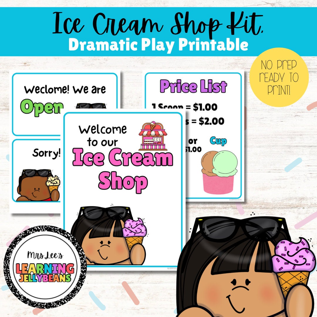 Ice Cream Shop Kit Dramatic Play Printable No Prep Ready to Print ...